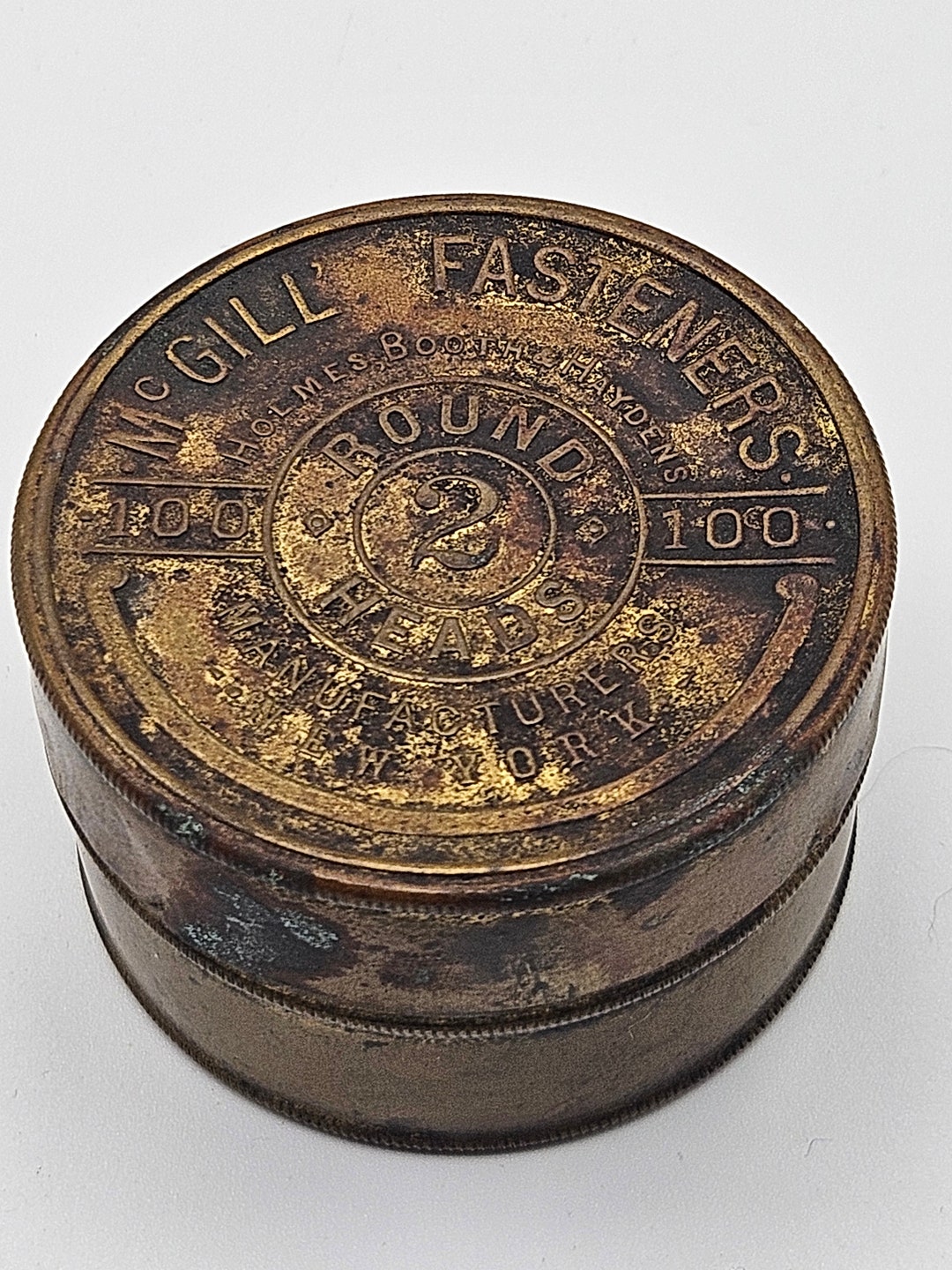 Antique Mcgill Fasteners Brass Box Tin Canister 1900 - Etsy
