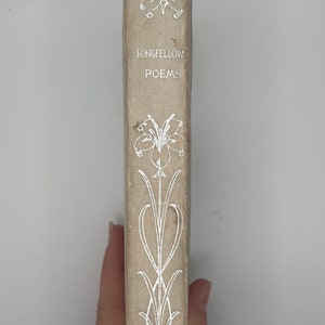 Antique 1900s Longfellow's Poems Hardcover White and Silver Book. Poems ...
