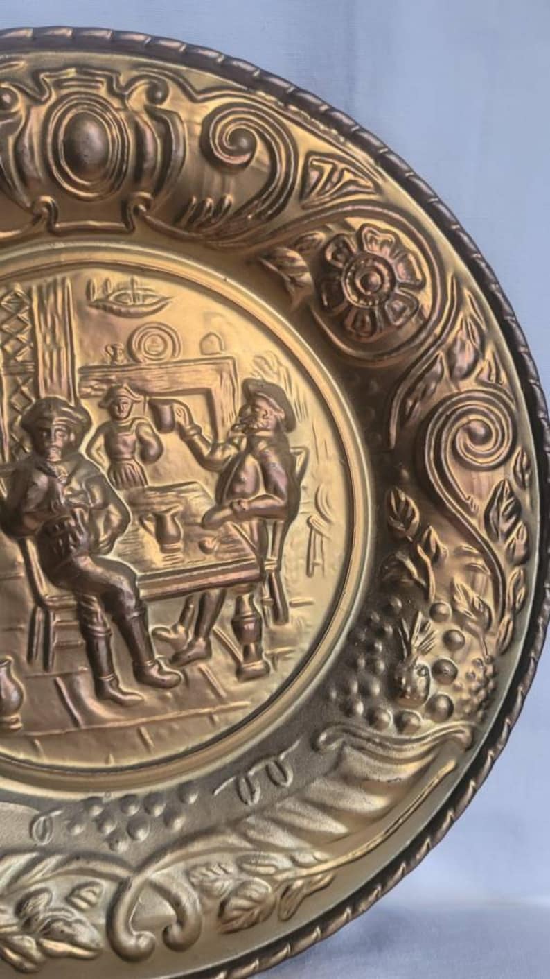 Vintage 1960s English Embossed Brass Wall Hanging Tavern Scene - Etsy
