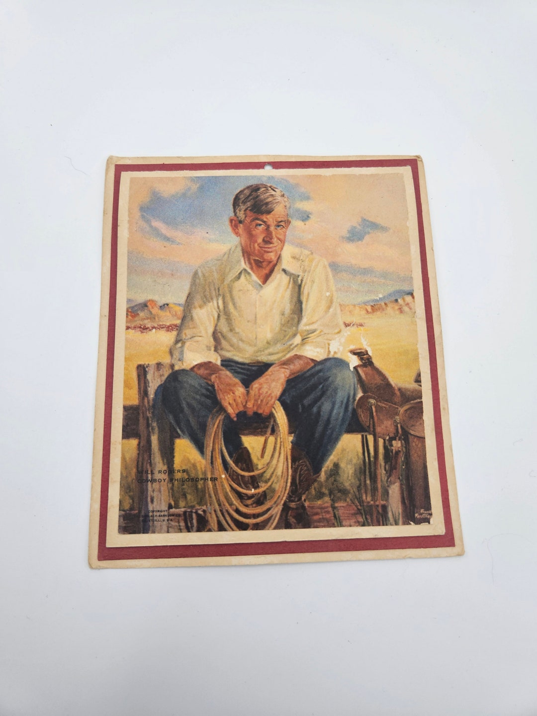 1955 Advertising Calendar Cowboy Will Rogers Myersville Pennsylvania - Etsy