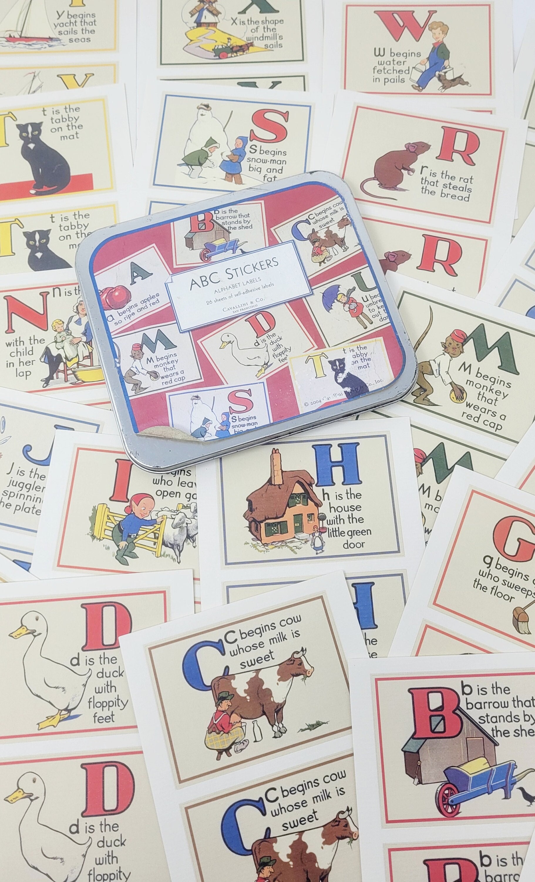 Vintage Cavallini & Co ABC Alphabet Stickers Labels Scrapbooking Card ...