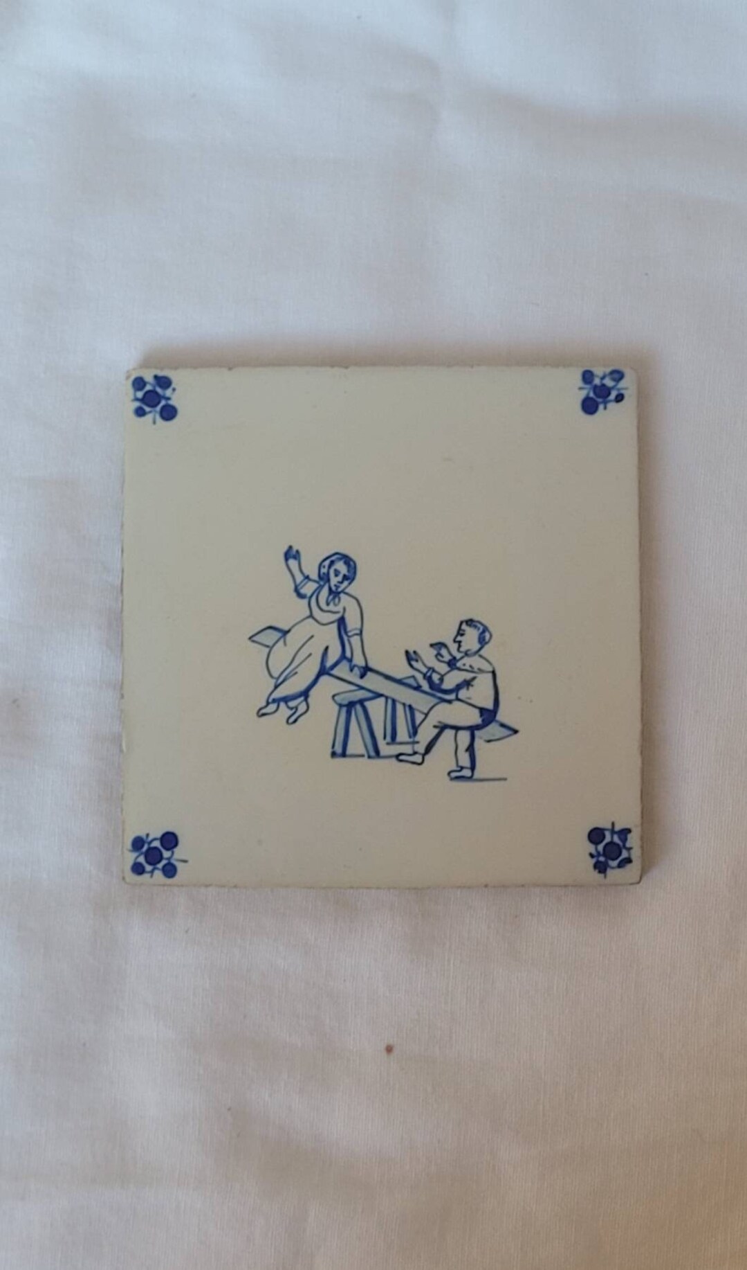 Vintage 1960s Delft Tile Blue White See Saw Pattern - Etsy