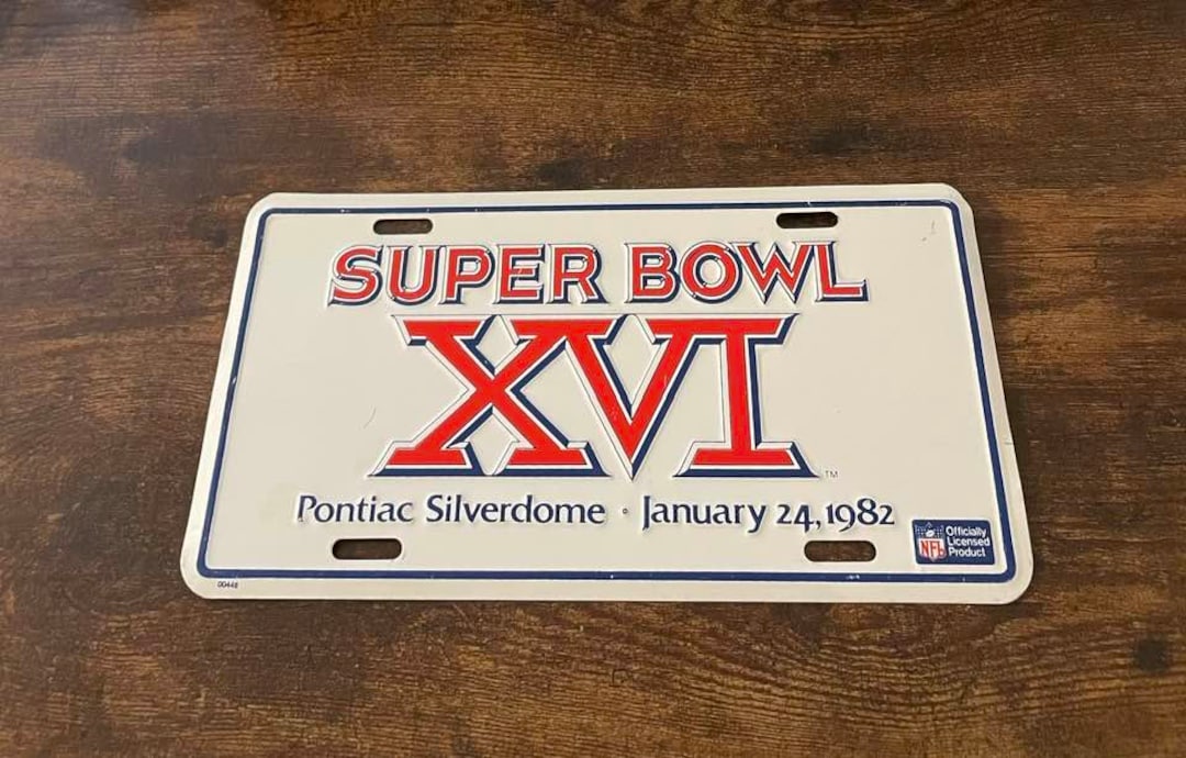1982 Super Bowl XVI Booster License Plate 16 Pontiac Silverdome ...