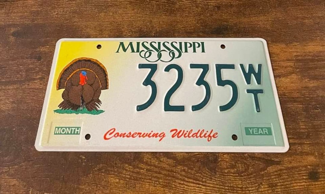 Mississippi Vintage Wild Turkey Specialty License Plate 3235 Conserving ...
