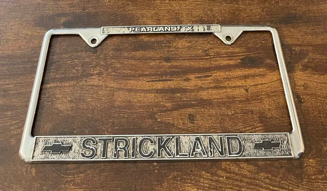 Strickland Chevrolet Booster License Plate Frame Pearland Texas Metal ...