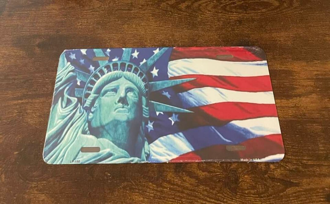 Statue of Liberty Booster License Plate USA Flag Patriot Patriotic ...