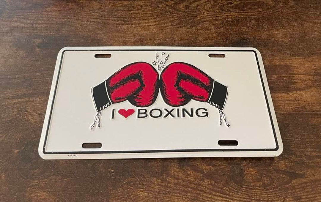 I Love Boxing Booster License Plate Gloves Boxer Match Ring Golden ...