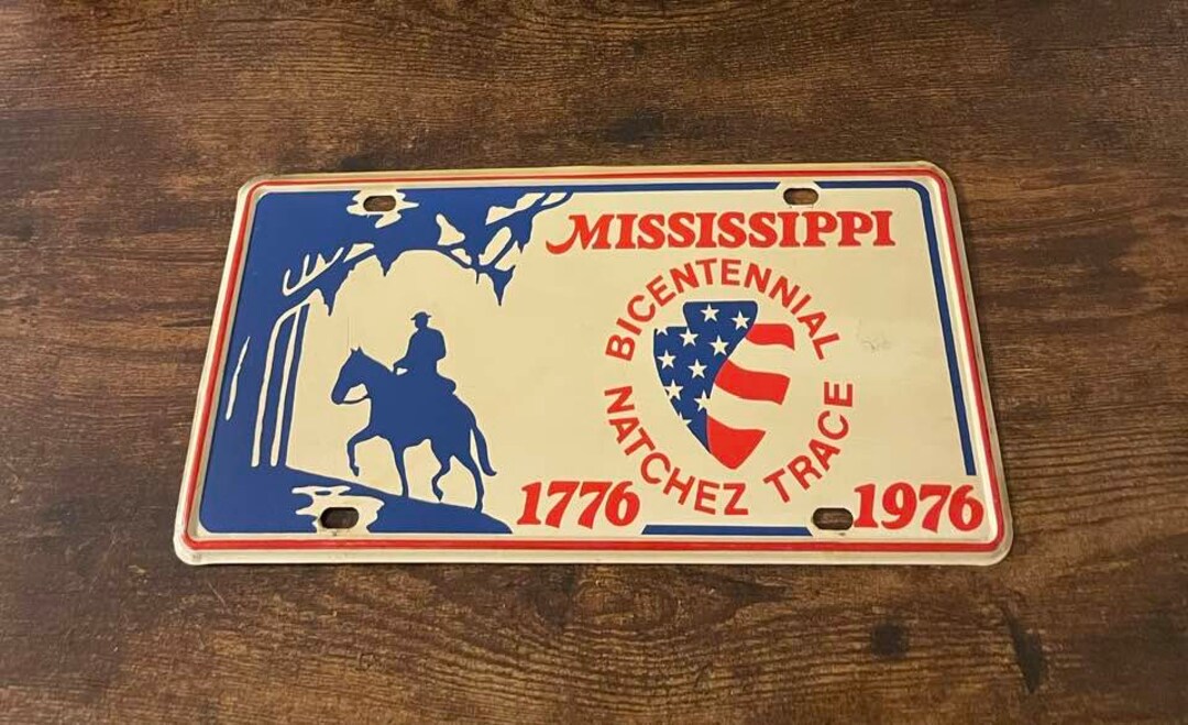 1976 Mississippi Natchez Trace Bicentennial Booster License Plate Steel ...