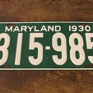 Vintage 1930 Maryland License Plate 315-985 Heavy Embossed Steel - Etsy