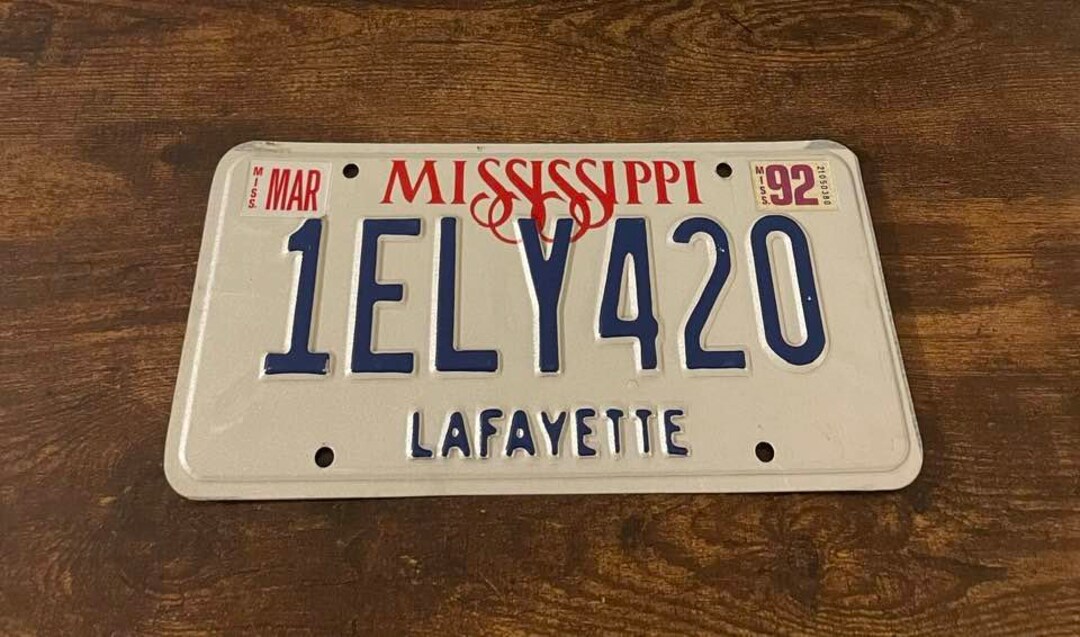1992 Vintage Mississippi License Plate 1ELY420 Lafayette County 420 ...