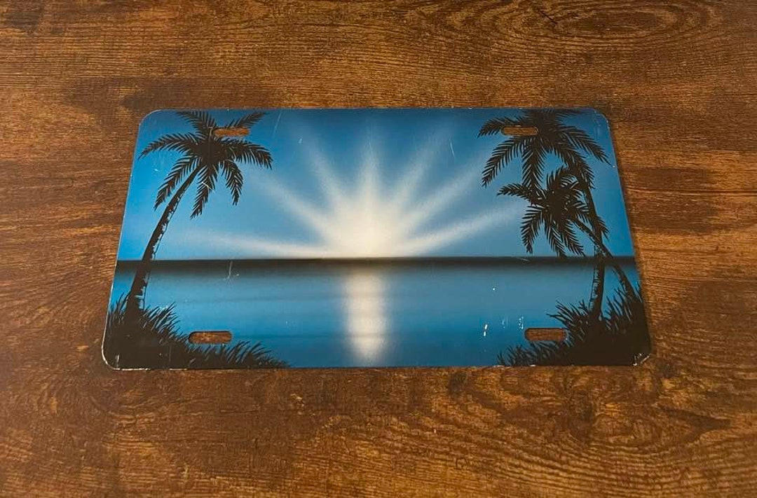 Ocean Sunrise Novelty License Plate Ocean View Palm Trees Island ...