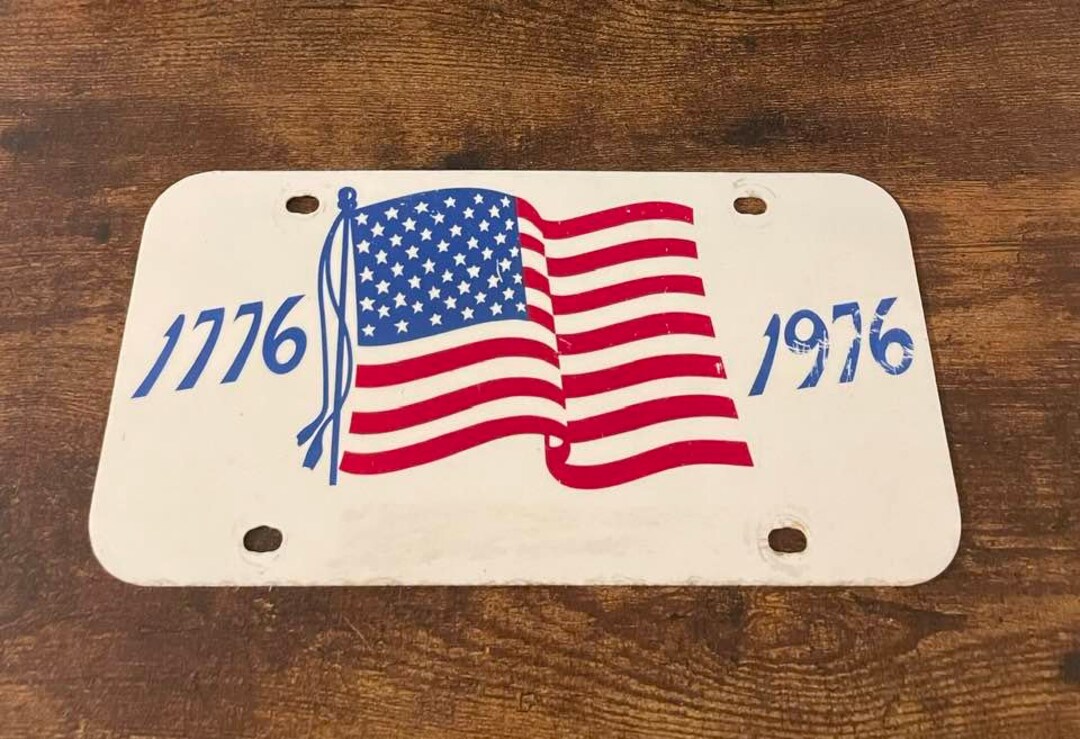Vintage 1776 1976 Bicentennial Booster License Plate USA Flag ...