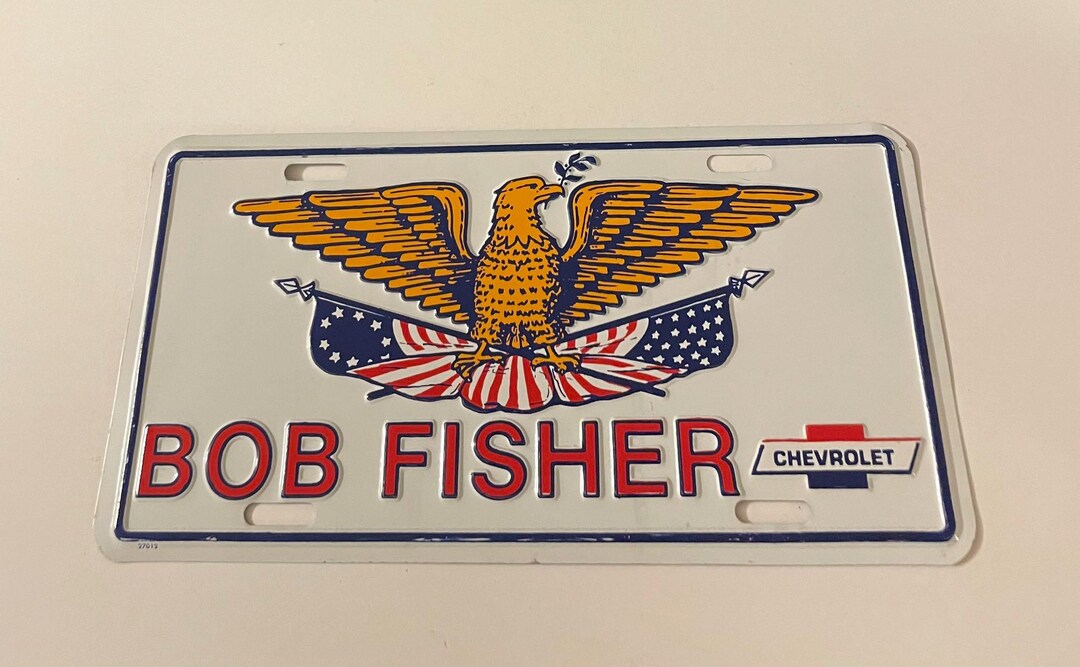 Vintage Bob Fisher Chevrolet Dealership Booster License Plate Reading ...