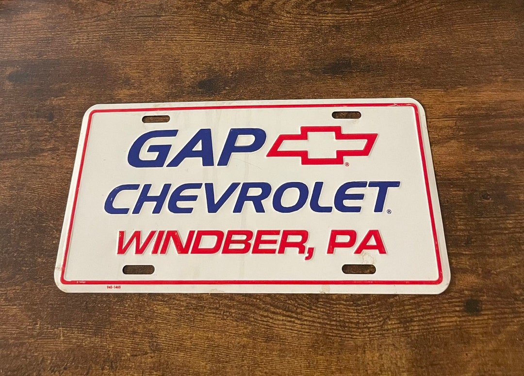 Gap Chevrolet Dealership Booster License Plate Windber Pennsylvania ...