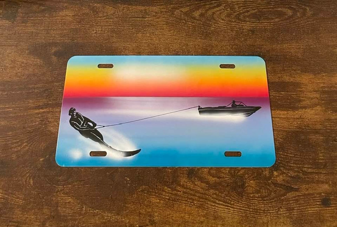 Water Skier Skiing Ski Boat Booster License Plate - Etsy