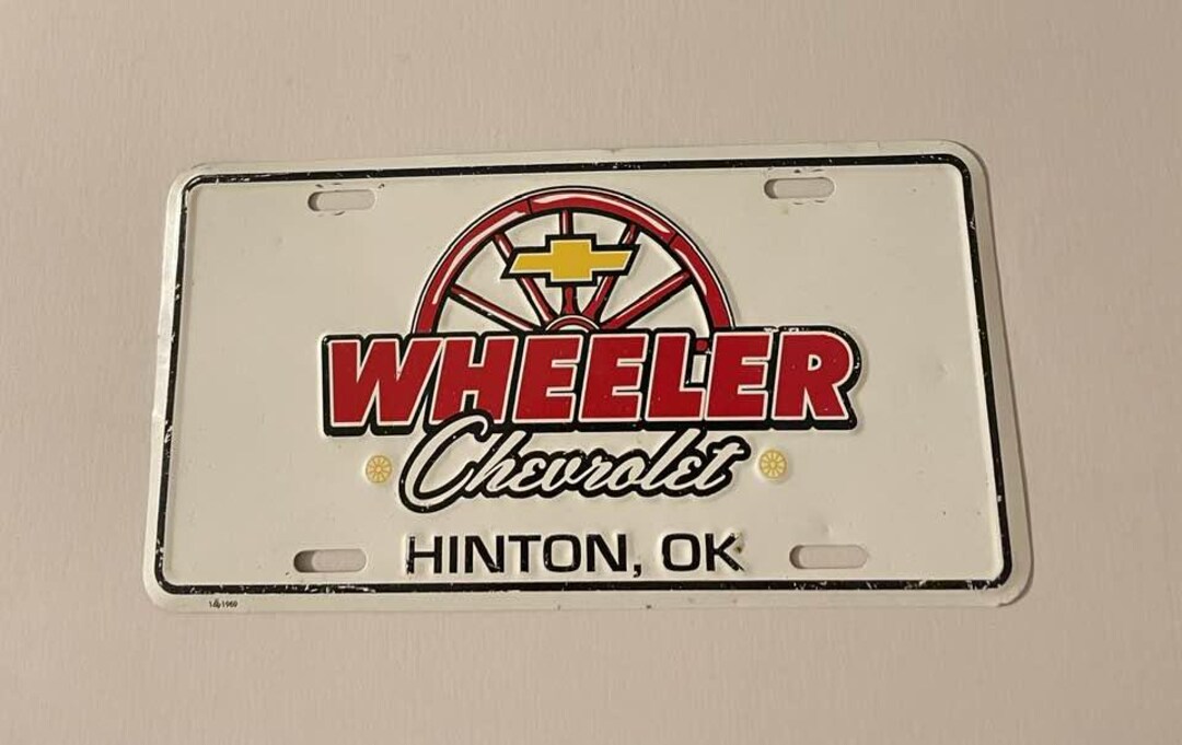 Wheeler Chevrolet Dealership Booster License Plate Hinton Oklahoma ...