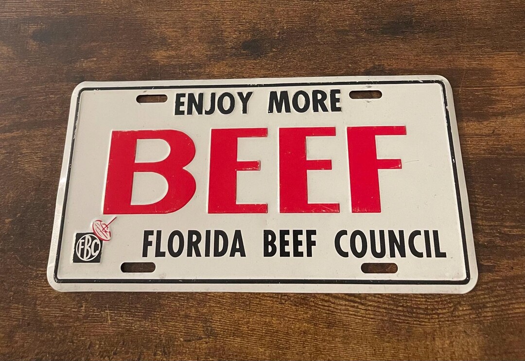 Florida Beef Council Booster License Plate Enjoy More Beef Cattle Ranch ...