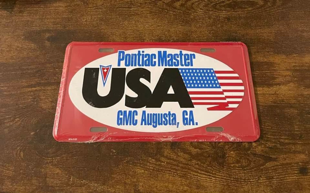 Pontiac Master USA Dealership GMC Booster License Plate Augusta Georgia ...