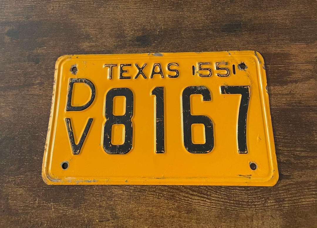 Vintage 1955 Texas License Plate DV 167 - Etsy