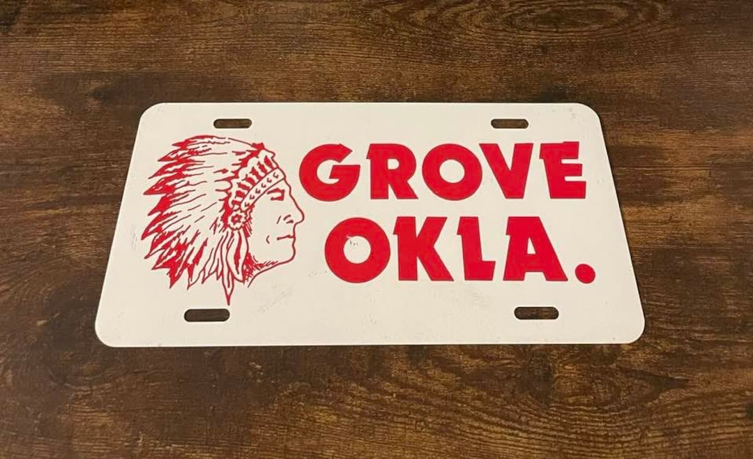 Grove Oklahoma High School Warriors Booster License Plate Vintage - Etsy