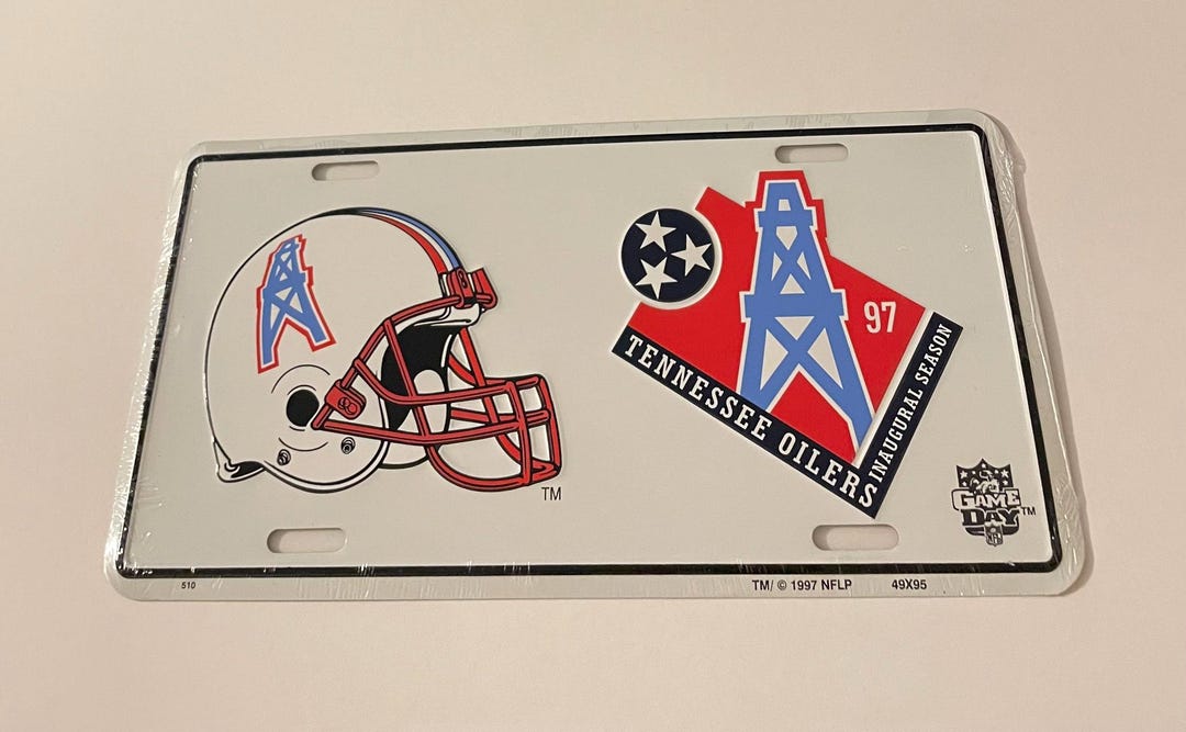 1997 Tennessee Oilers Booster License Plate Inaugural Season Nashville ...