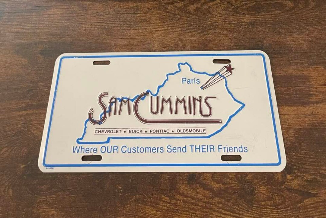 Sam Cummins Chevrolet Booster License Plate Paris Kentucky Dealer Buick ...