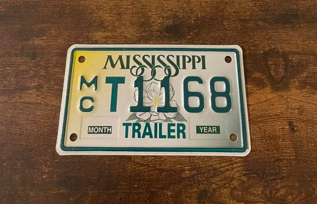 Mississippi Motorcycle Trailer License Plate T1168 Big Magnolia Base ...