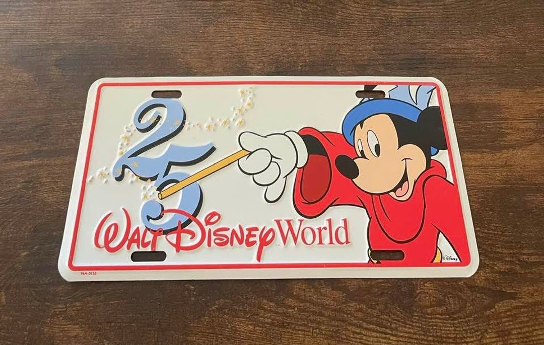 25 Years of Walt Disney World Booster License Plate Mickey Mouse ...