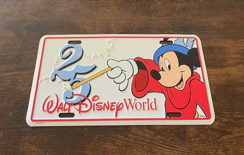 25 Years of Walt Disney World Booster License Plate Mickey Mouse ...