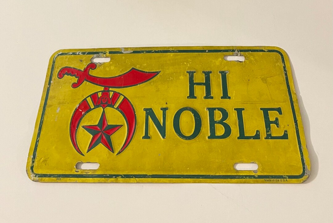Vintage Hi Noble Shriner Booster License Plate - Etsy