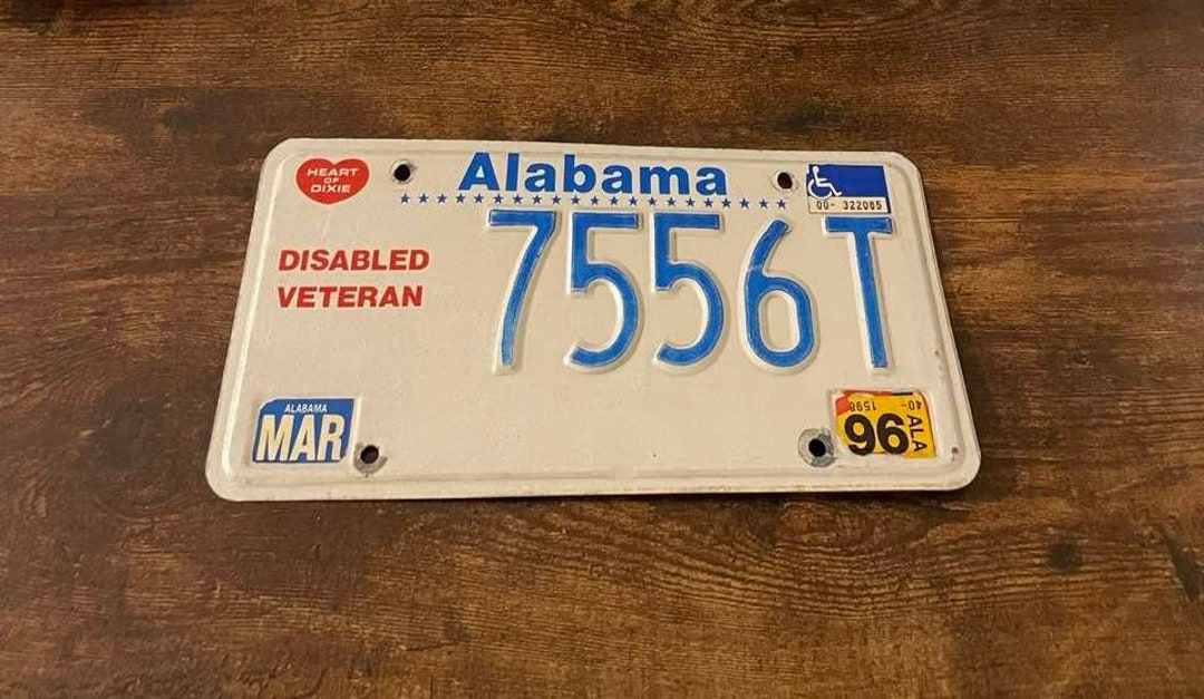 1996 Alabama Disabled Veteran License Plate 7556T - Etsy