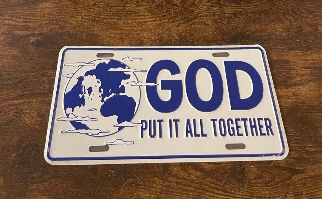 God Put It All Together Booster License Plate Religious Gift Church ...