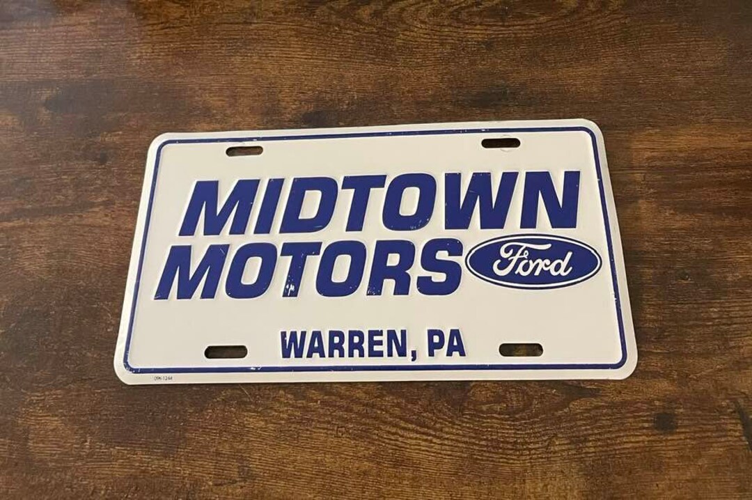 Midtown Motors Ford Dealership Booster License Plate Warren ...