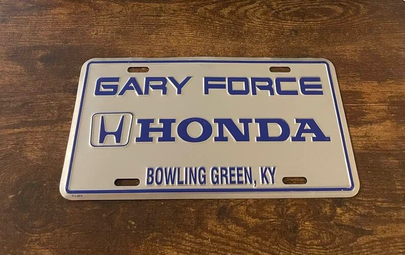 Gary Force Honda Dealership Booster License Plate Bowling Green ...