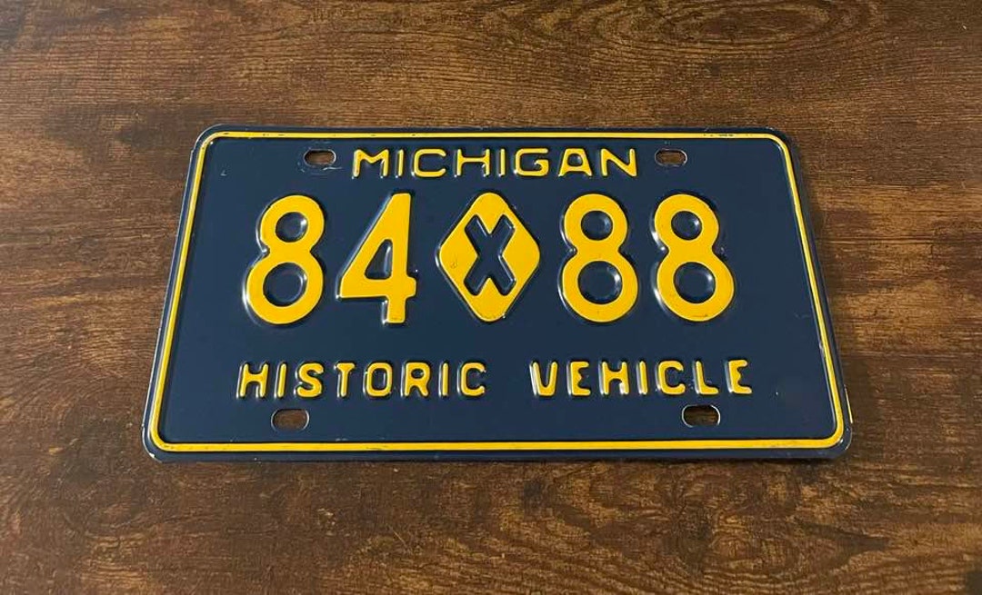 Michigan Historic Vehicle License Plate 84 88 Great Numbers Beautiful ...