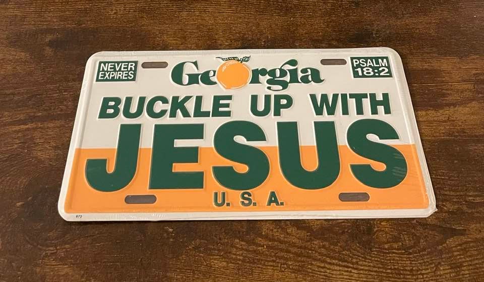 Georgia Buckle up With Jesus Booster License Plate Vintage USA - Etsy