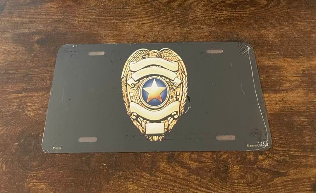 Police Officer License Plate Badge Shield Law Enforcement Supporter ...