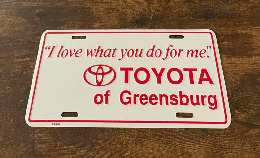 Toyota Dealership Booster License Plate Greensburg Pennsylvania PA ...