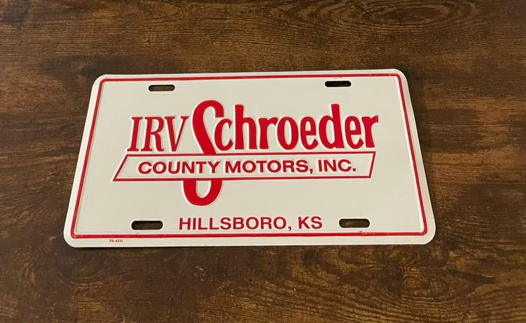 Irv Schroeder County Motors Inc Dealership Booster License Plate ...