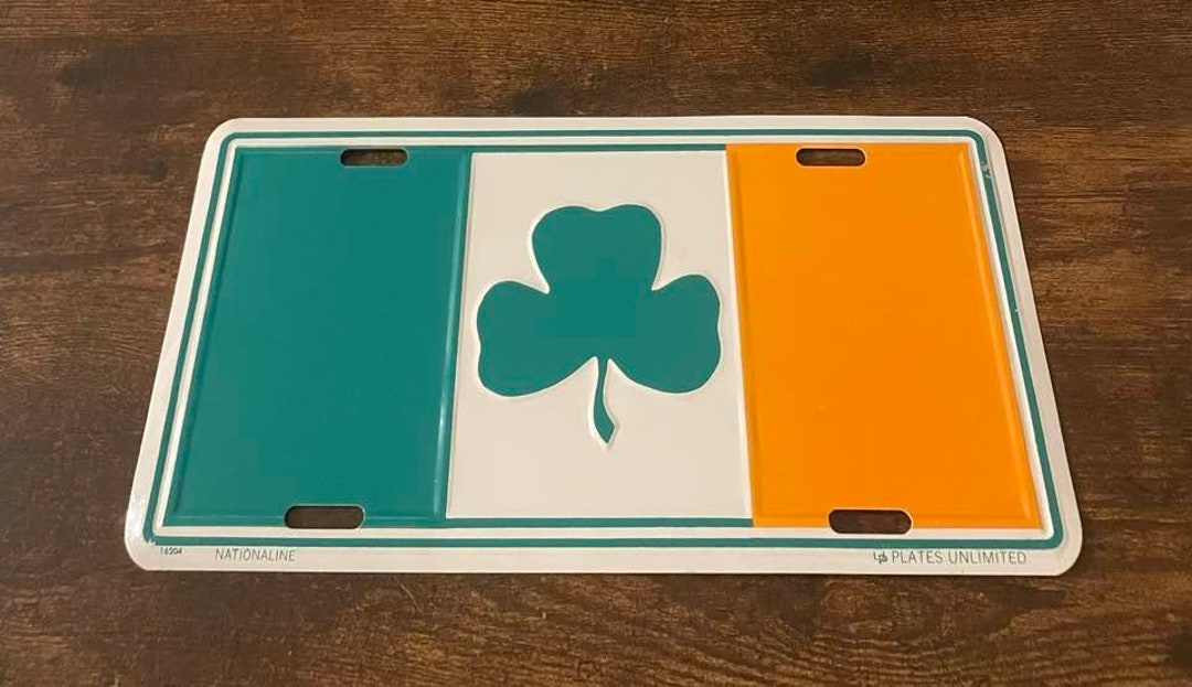 Ireland Flag Booster License Plate Irish Clover Leaf Embossed Aluminum ...