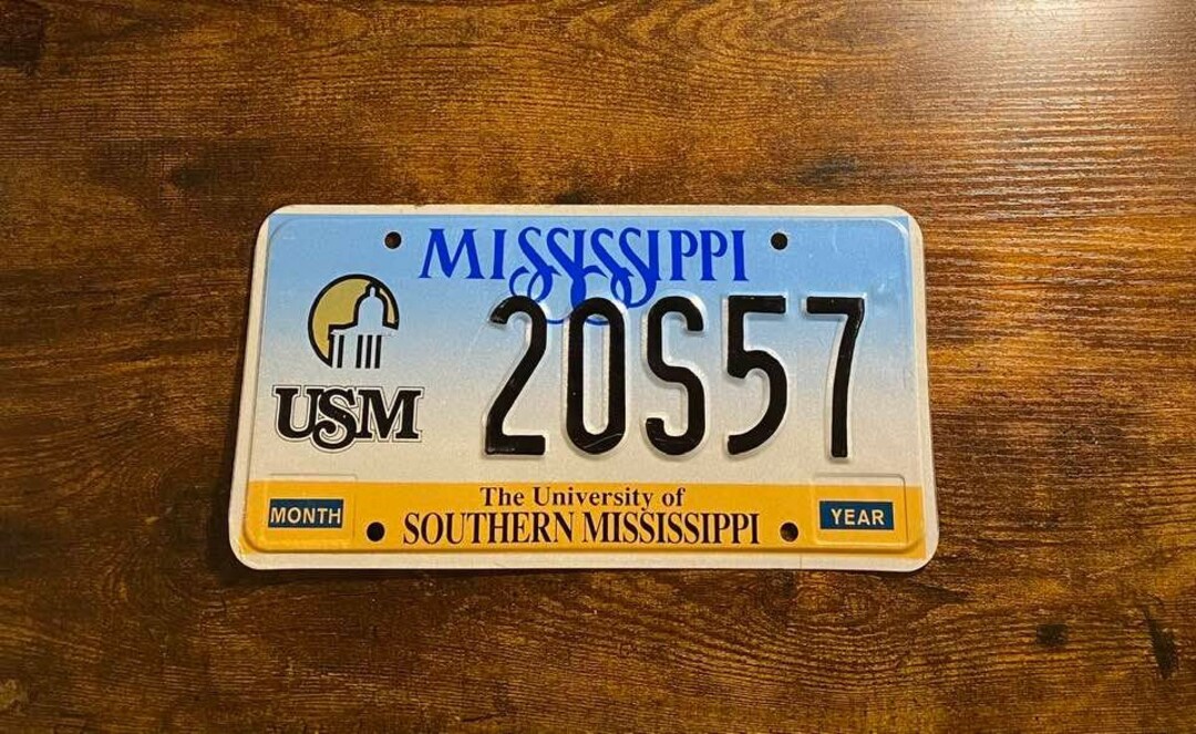 University of Southern Mississippi Specialty License Plate USM 20S57 ...