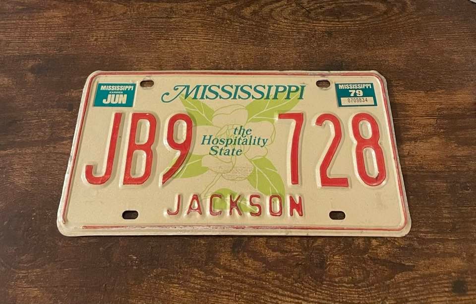 1979 Mississippi Vintage License Plate Jackson County JB9 728 ...