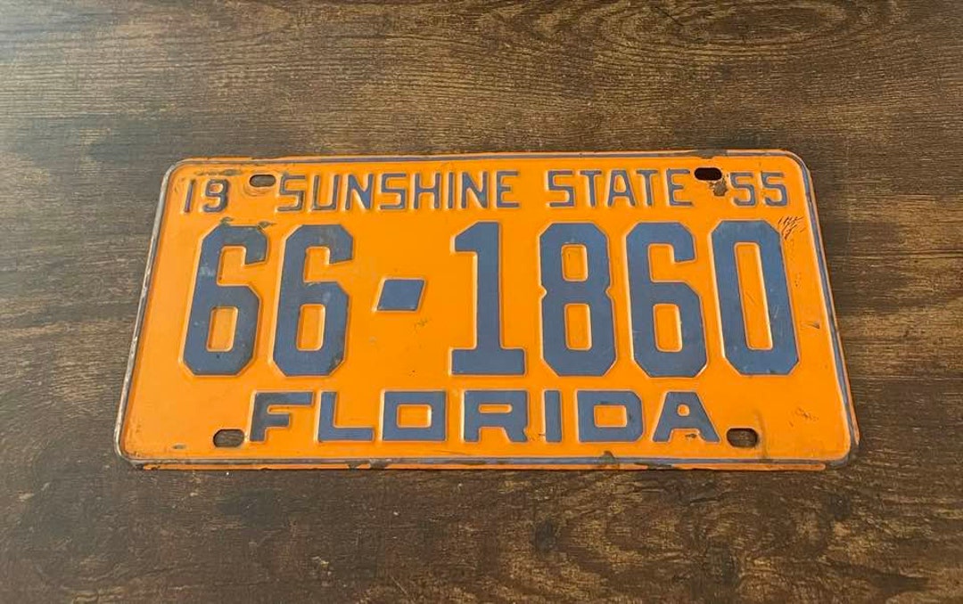 Vintage 1955 Florida License Plate 66-1860 Low Population Gulf County ...