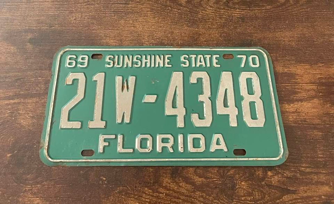 1969 1970 Vintage Florida License Plate 21W-4348 Gadsden County Quincy ...