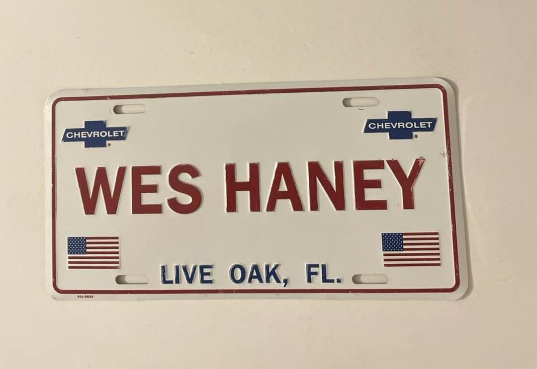 Wes Haney Chevrolet Dealership Booster License Plate Live Oak Florida ...