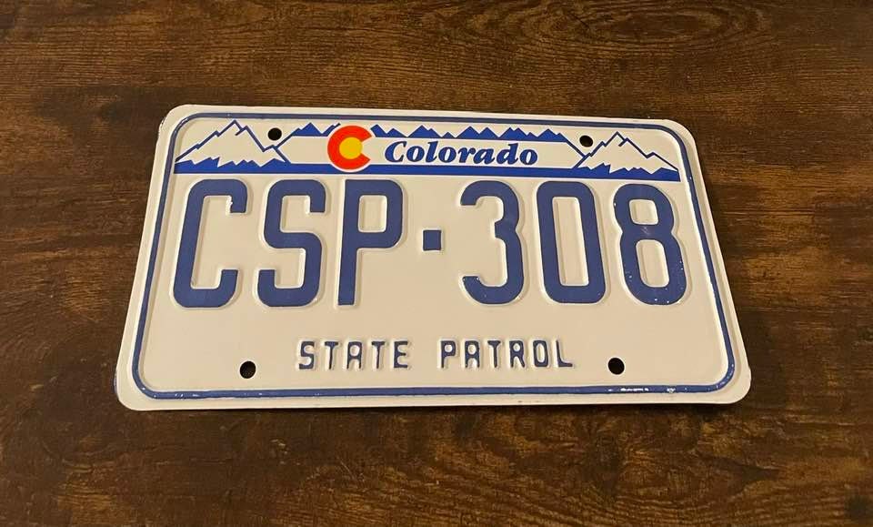 Colorado State Patrol License Plate CSP 308 Police Trooper Rocky ...