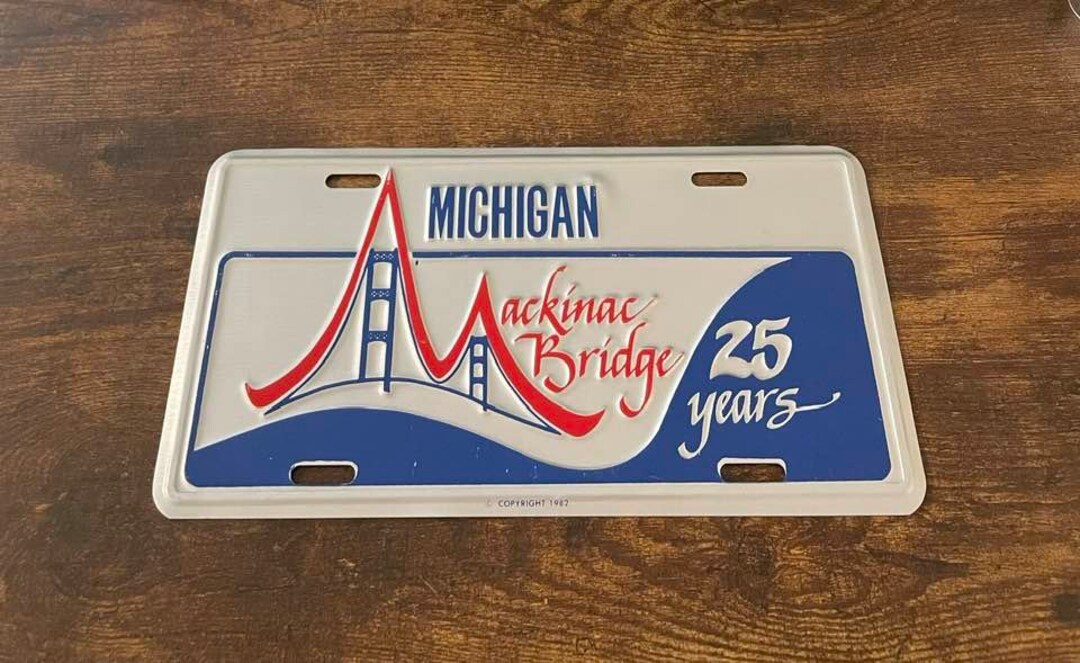 Michigan Mackinac Bridge Booster License Plate 25 Years - Etsy