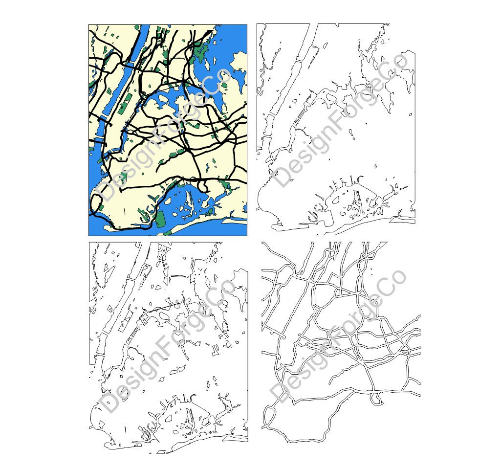 New York City Layered Map Cut Files for Laser, Etc. glowforge, Cricut ...