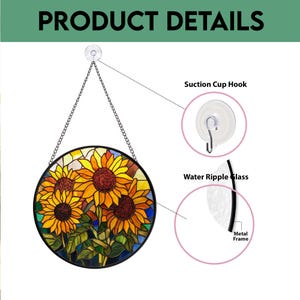 Sunflowers Faux Stained Glass Window Hanging, Christmas Ornament Gift ...