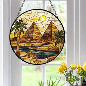 Egypt Pyramids Faux Stained Glass Suncatcher, Egypt Pyramids Window ...